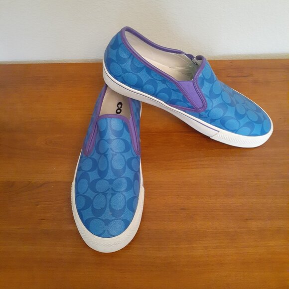 Coach | Shoes | Coach Blue Signature Slip On Skate Sneaker | Poshmark